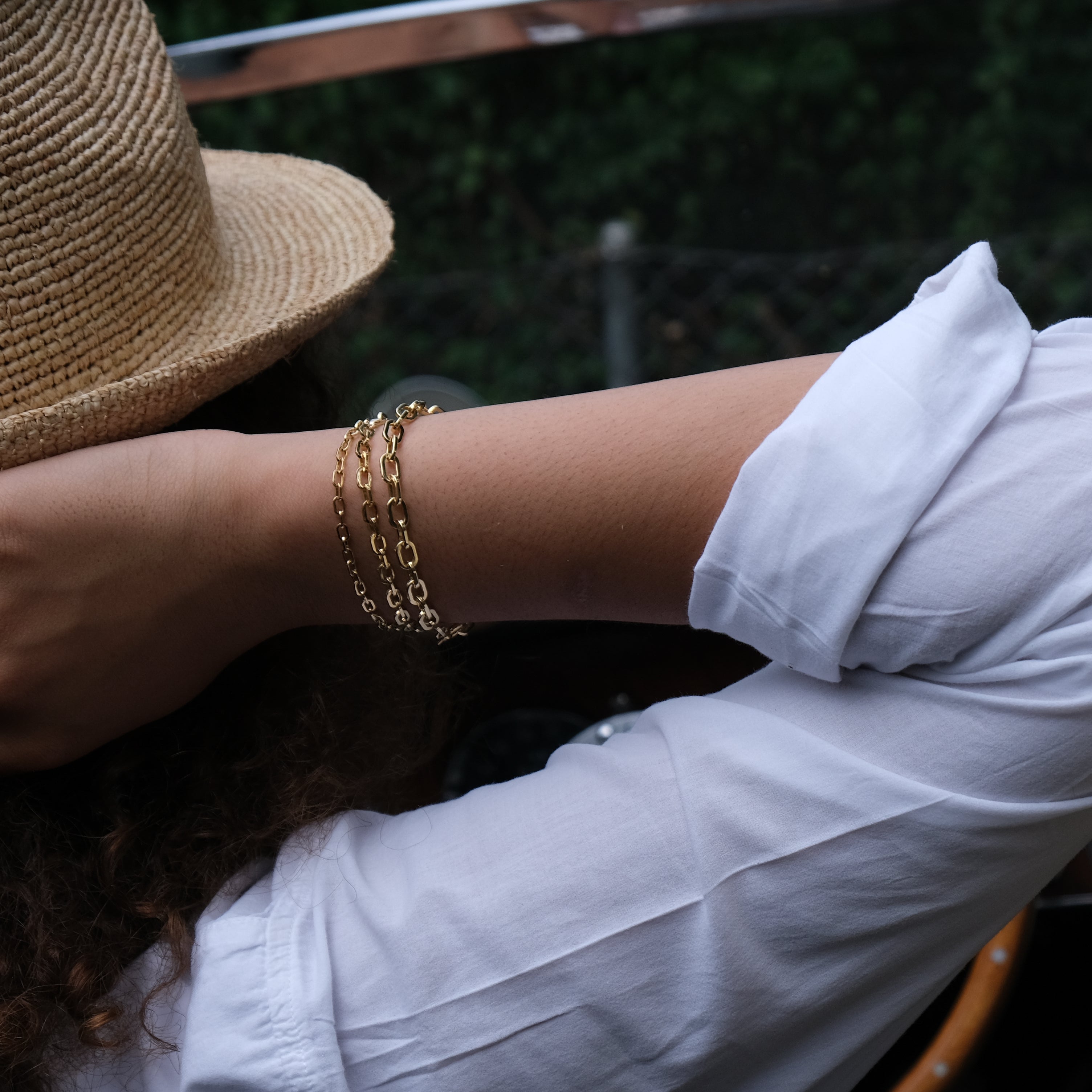 Rectangle Link Bracelet in 14k solid gold – Vivien Frank Designs