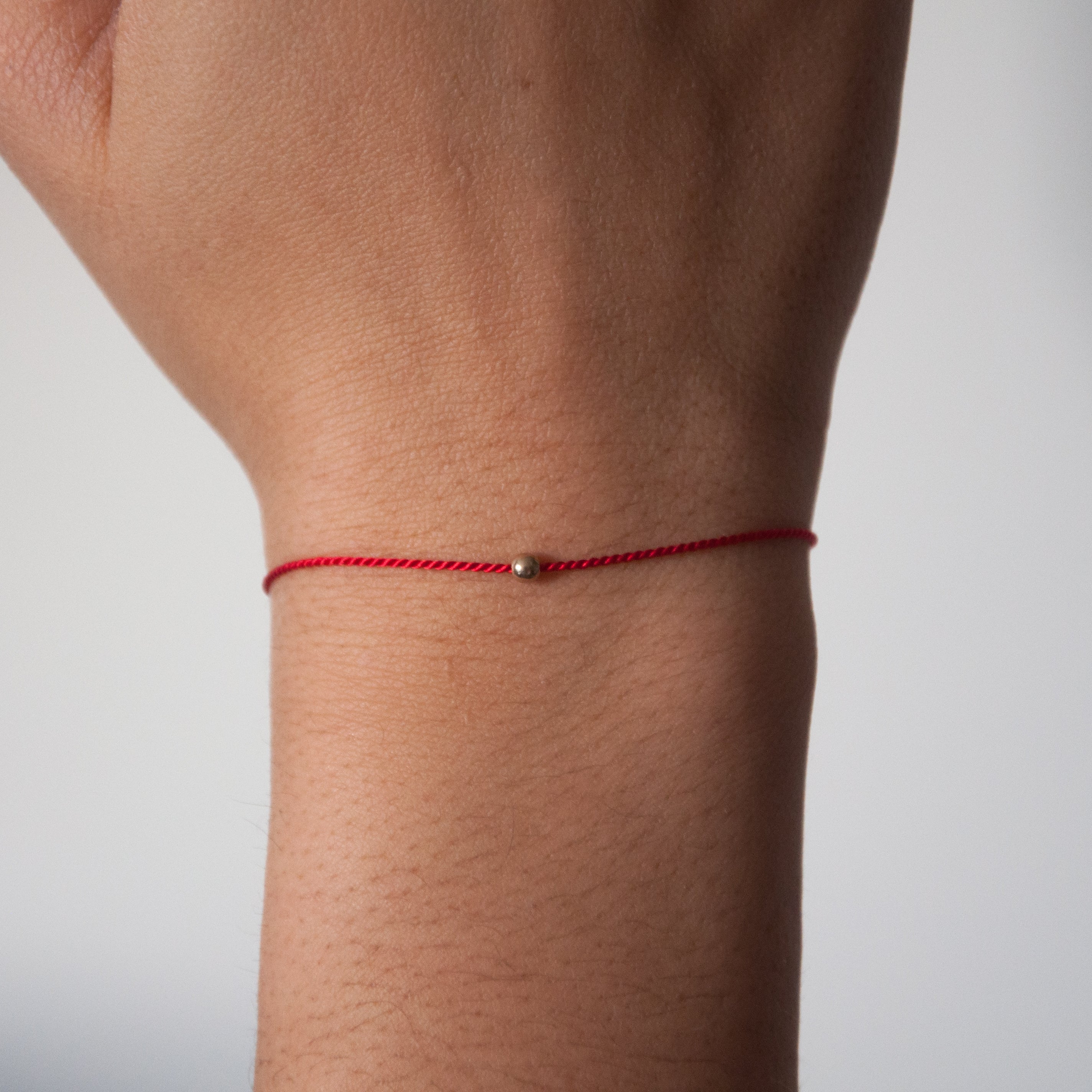 Simple Red String Bracelet with 14k gold bead – Vivien Frank Designs